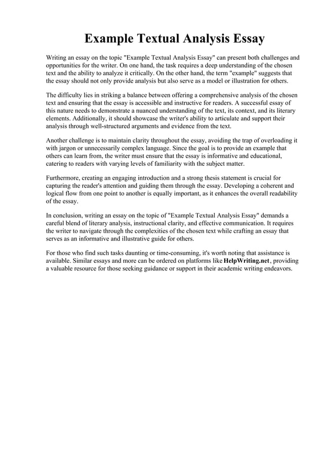 Example Textual Analysis Essay. Reflective Essay: Textual analysis outline | PDF