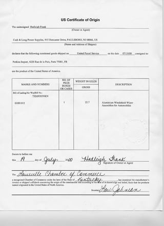Example us certificate of origin | PDF