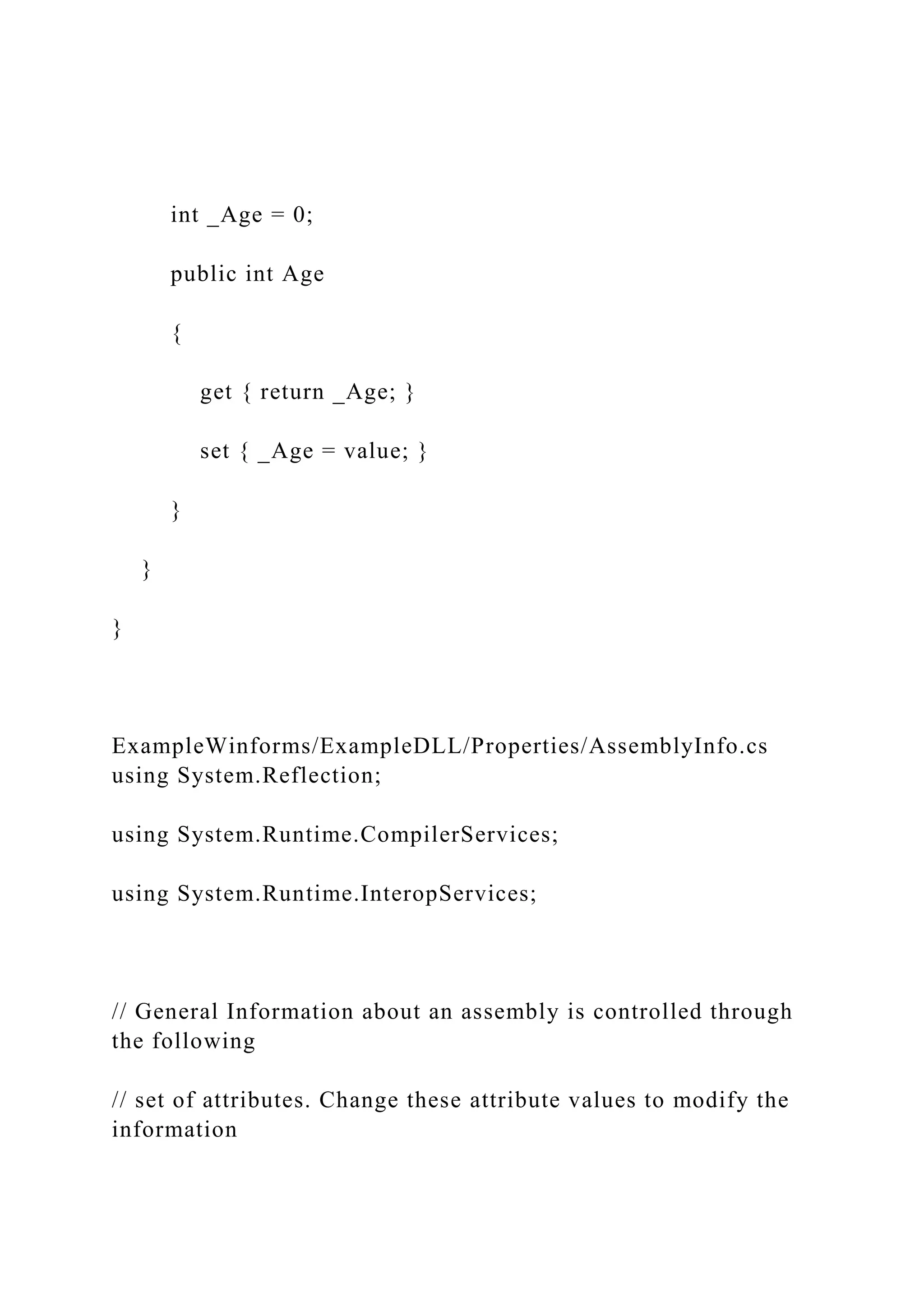 ExampleWinformsExampleDLLbinDebugServiceExample.dllExamp.docx | Programming Languages | Computing