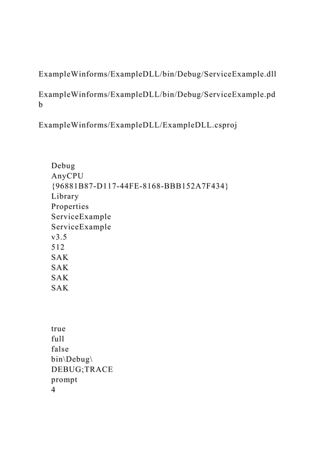 ExampleWinformsExampleDLLbinDebugServiceExample.dllExamp.docx | Programming Languages | Computing