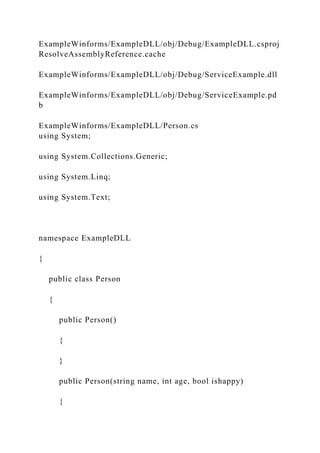 ExampleWinformsExampleDLLbinDebugServiceExample.dllExamp.docx | Programming Languages | Computing