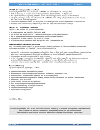 CAES Example of a Work Personality Presentation Profile (Iintermediate ...
