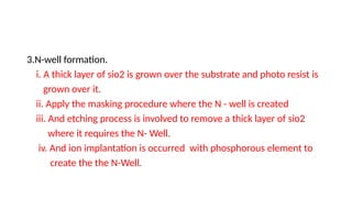CMOS FABRICATION - VLSI NMOS, PMOS, CMOS FABRICATION | PPTX