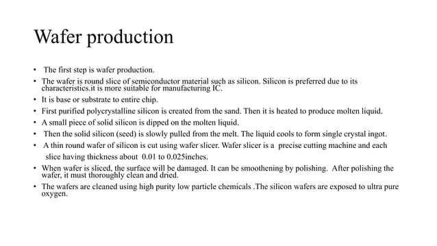 Fabrication steps of IC | PPTX | Chemistry | Science