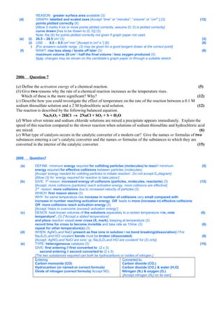 Exam q and solutions rate of reaction | DOC