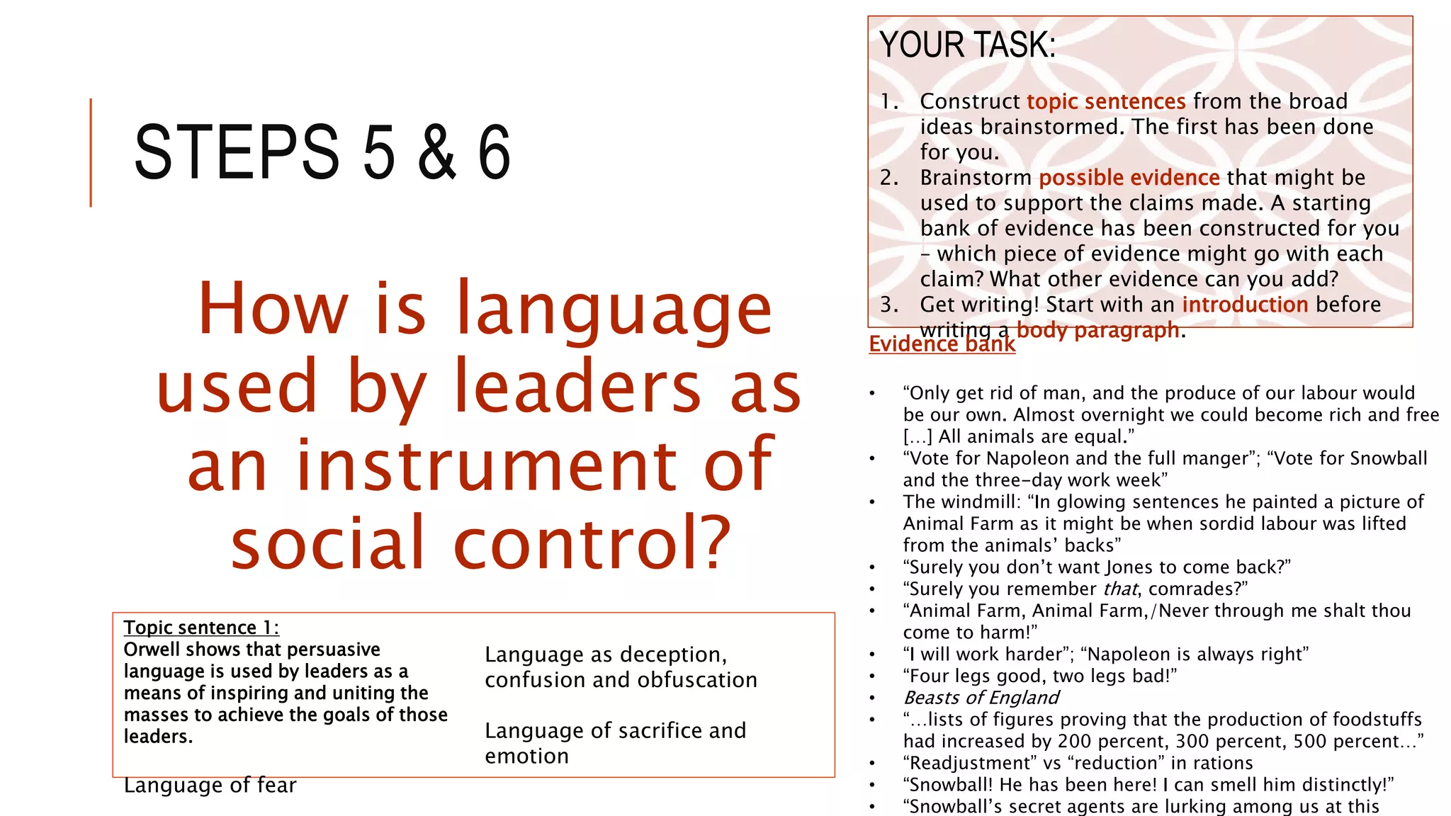 Animal Farm Text Response Writing - Exam review | PPTX