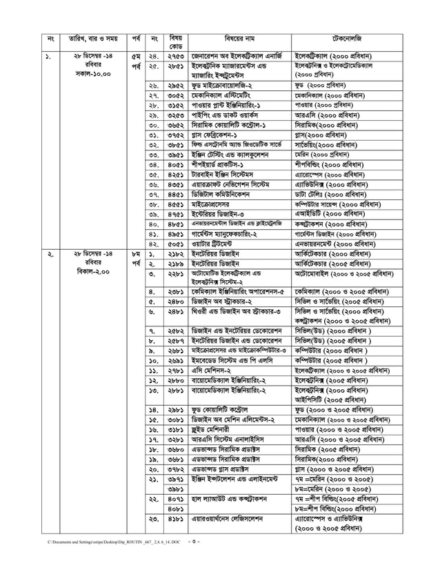Polytechnic exam routine 2014 | PDF