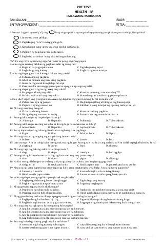 K TO 12 GRADE 4 DIAGNOSTIC / PRE TEST SECOND QUARTER | PDF