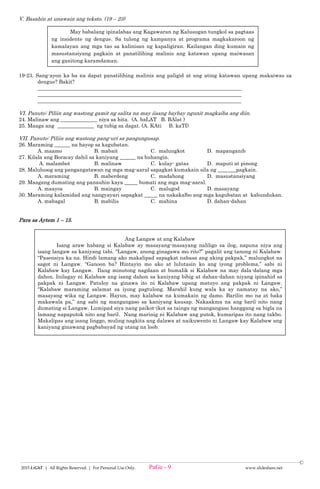 K TO 12 GRADE 4 DIAGNOSTIC / PRE TEST SECOND QUARTER | PDF