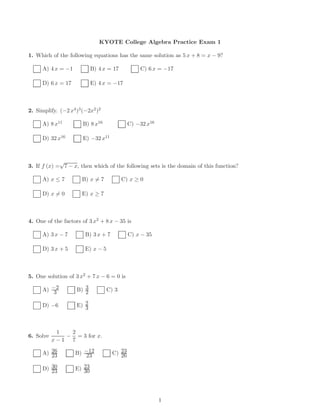 Exams in college algebra | PDF