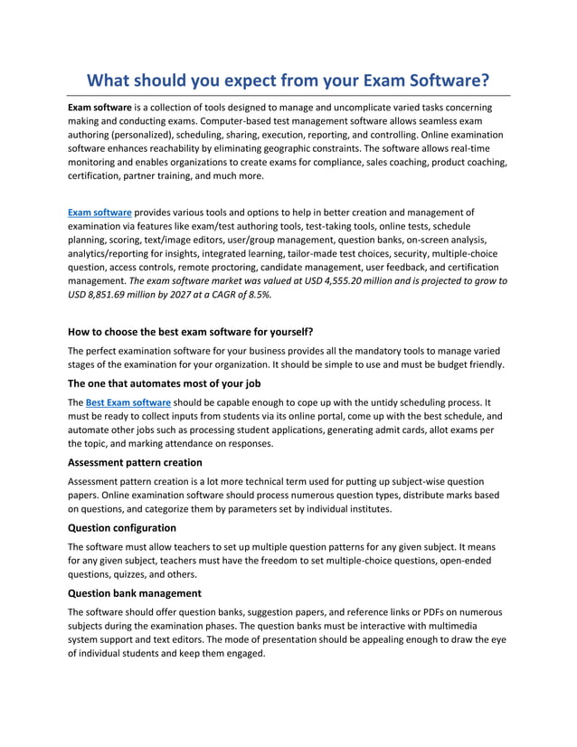 What should you expect from your Exam Software? | PDF
