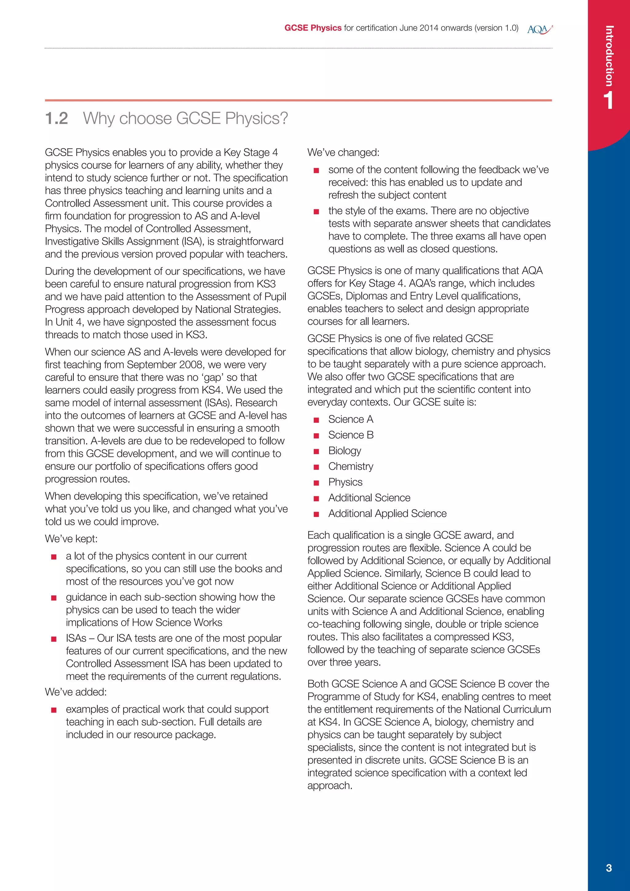 AQA GCSE Physics Exam Specification | PDF