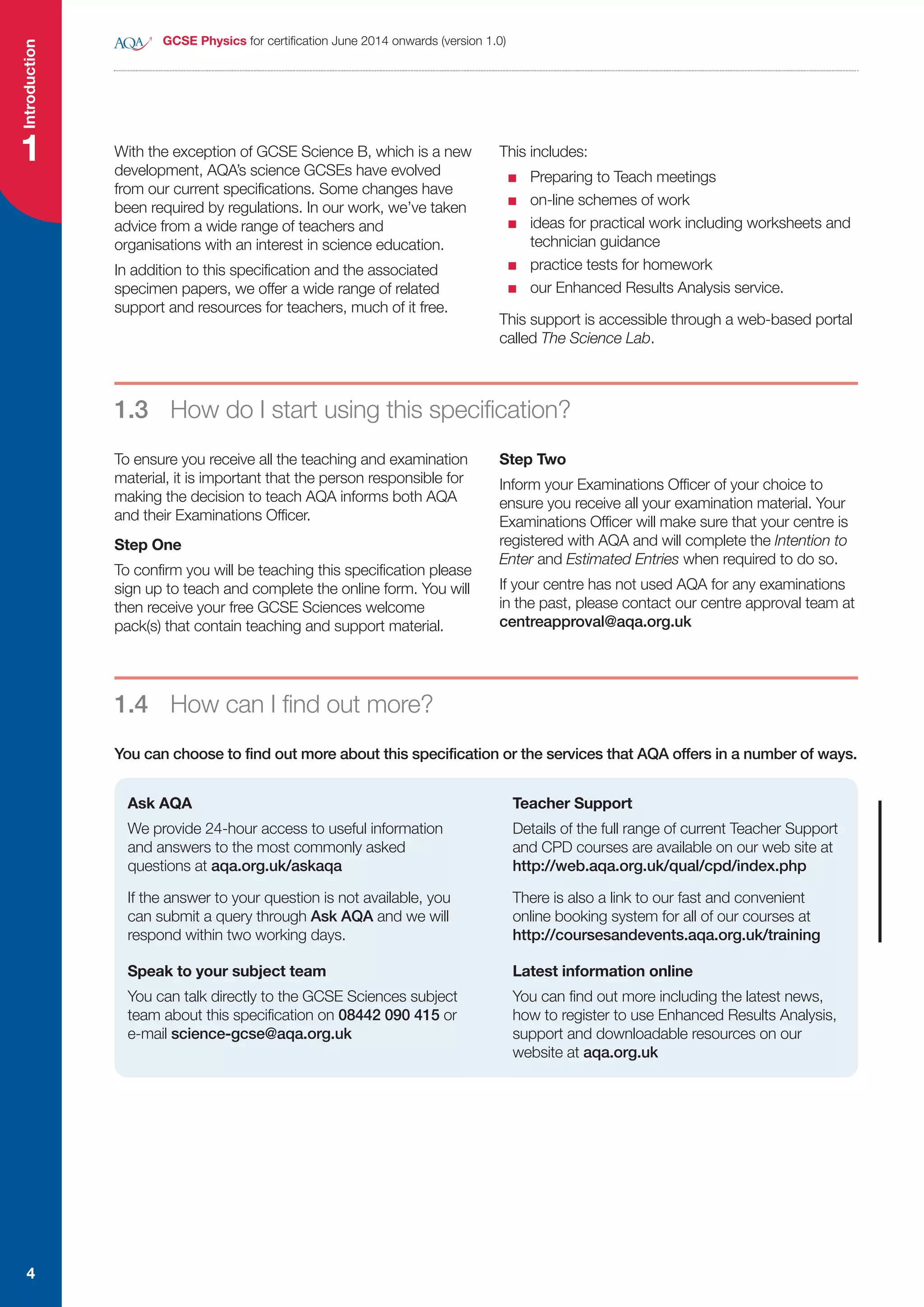 AQA GCSE Physics Exam Specification | PDF