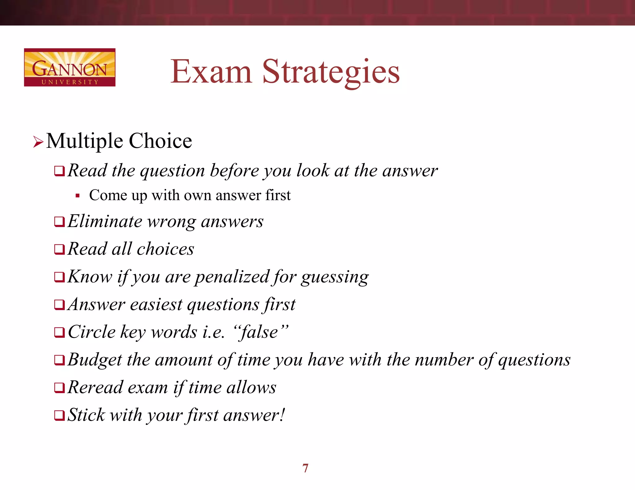 Exam strategies | PPTX