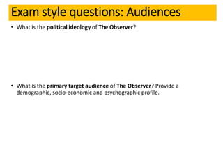 Exam style questions Newspapers | PPTX