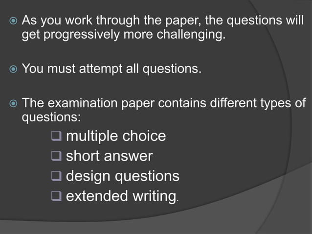 Food Technology Exam technique 2012 | PPTX