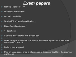 Food Technology Exam technique 2012 | PPTX