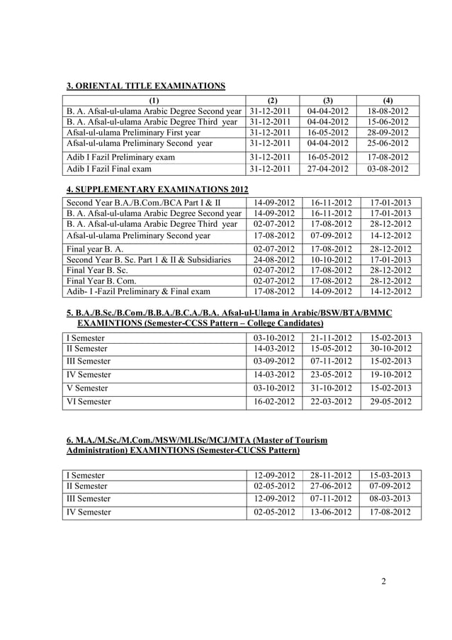 Exam time table | PDF