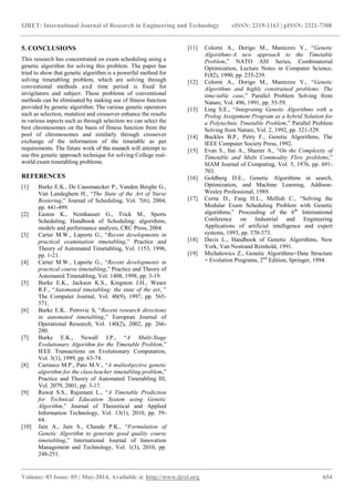 Exam timetabling problem using genetic algorithm | PDF