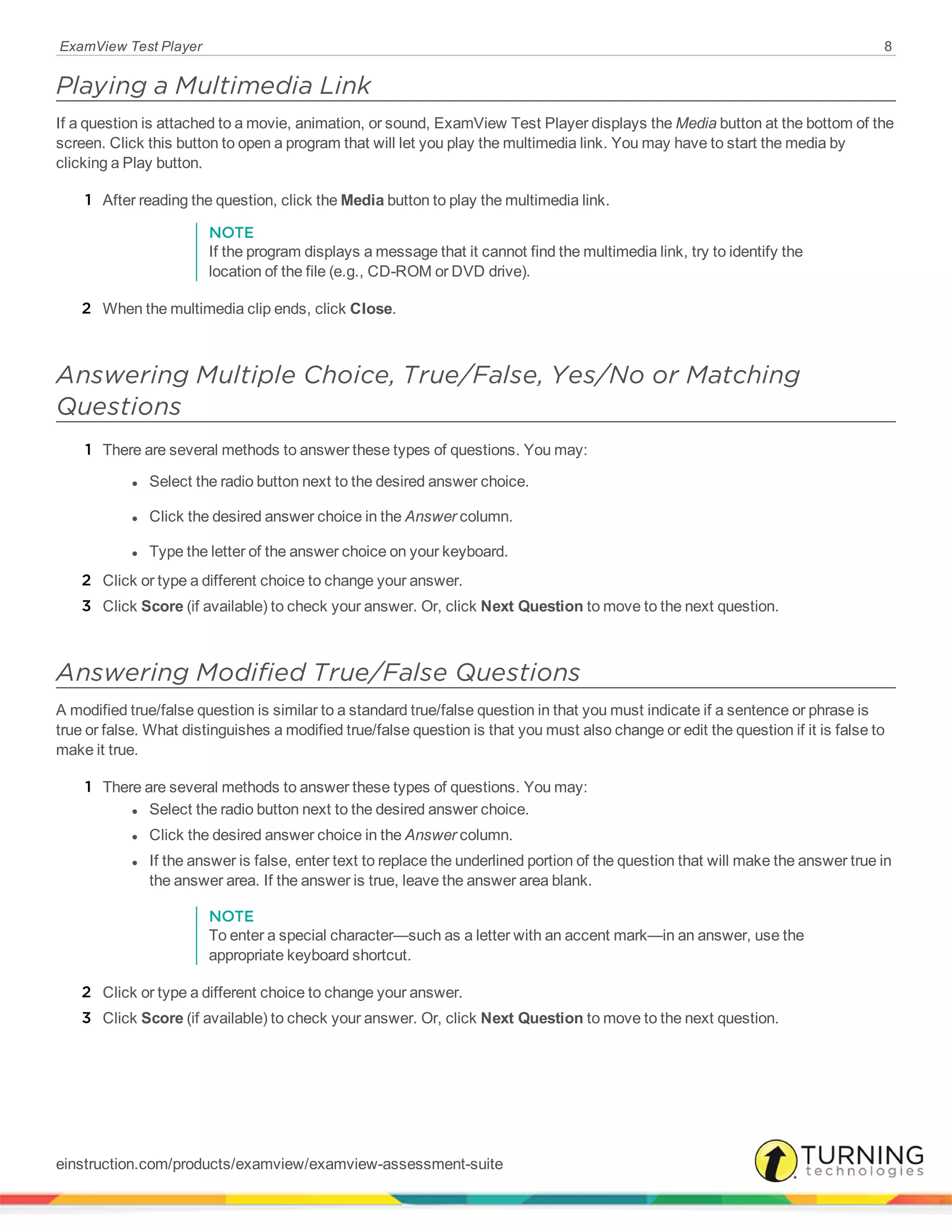 Examview testplayer userguide 8.1 | PDF