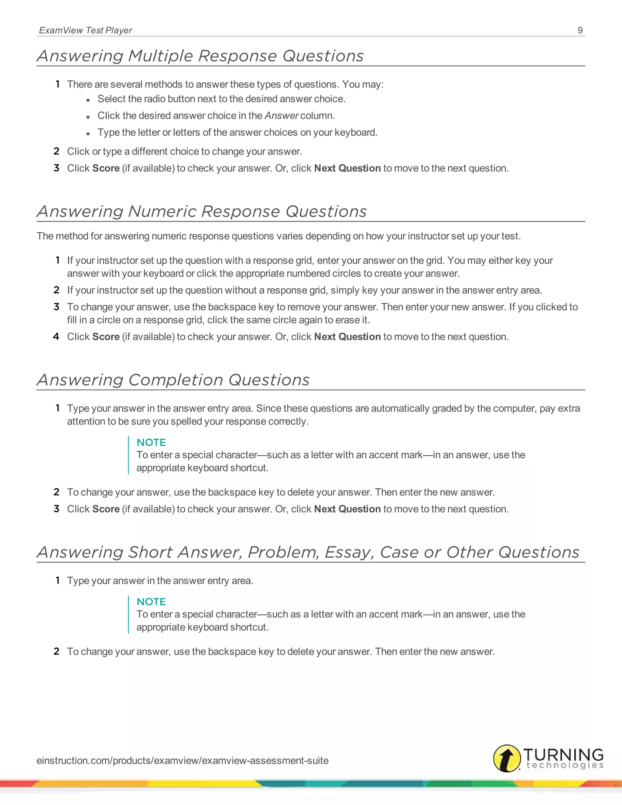 Examview testplayer userguide 8.1 | PDF