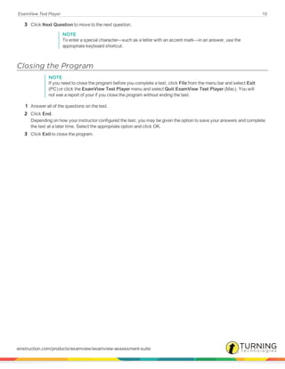 Examview testplayer userguide 8.1 | PDF