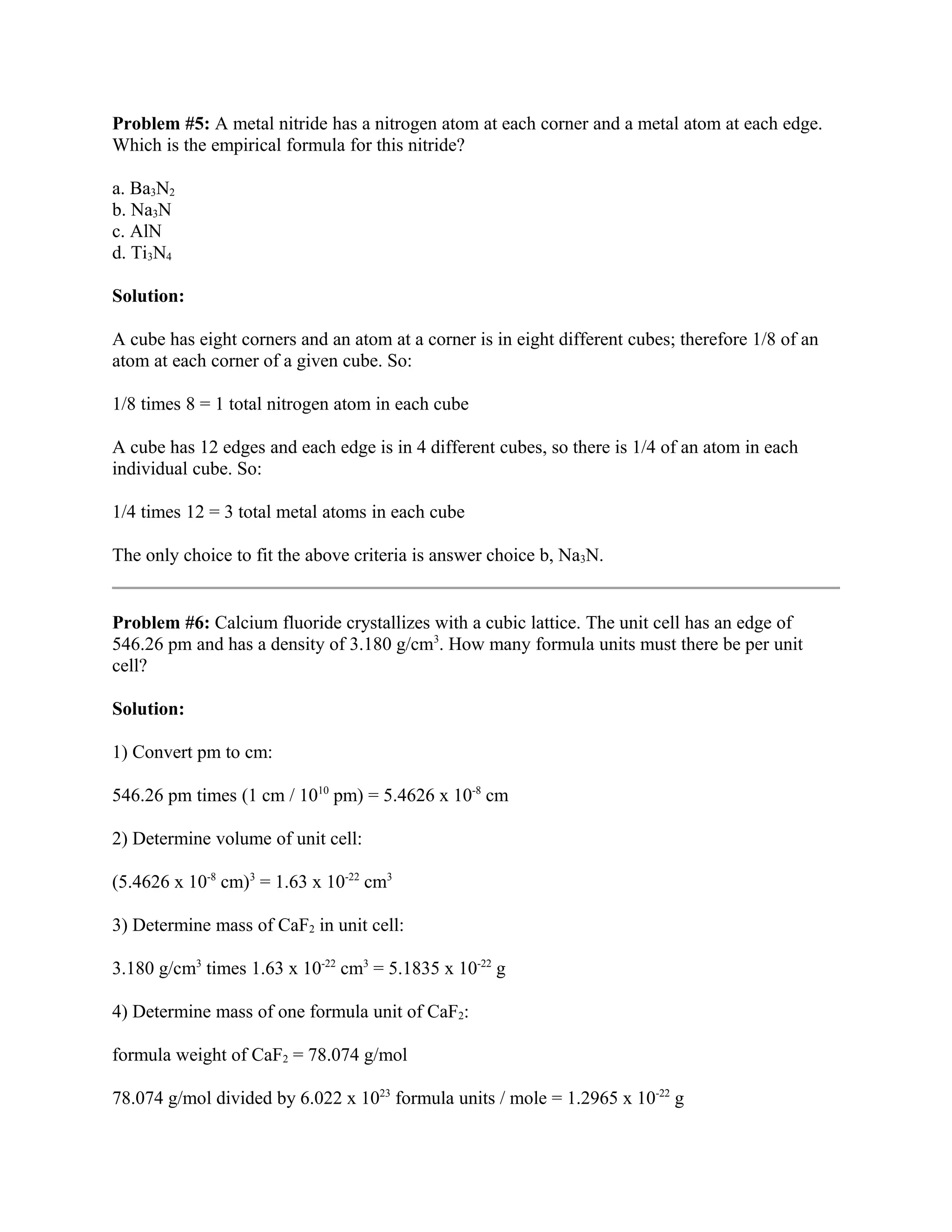 Exam worksheet unit cell | DOC