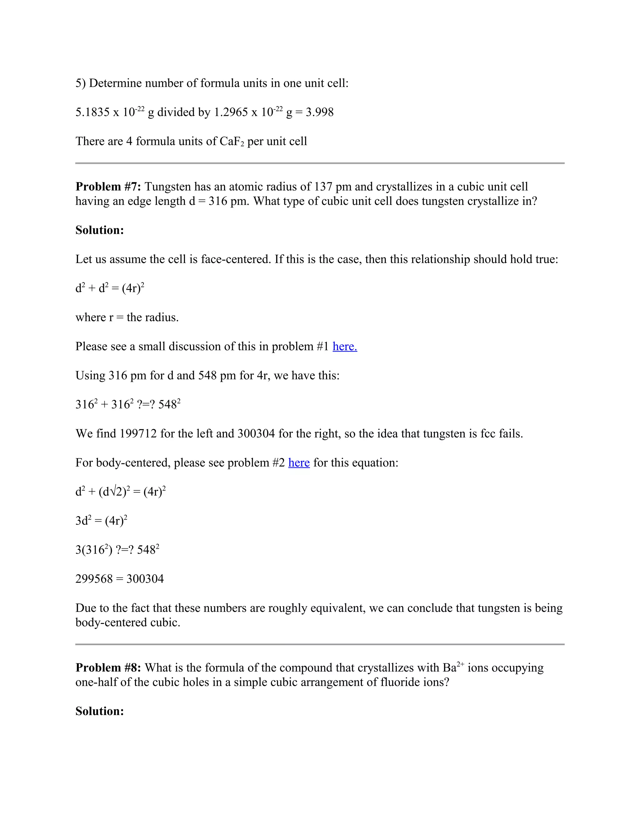 Exam worksheet unit cell | DOC