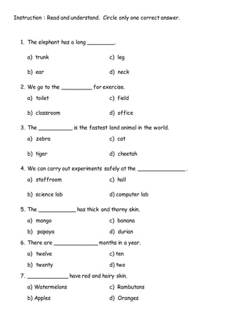 Exam year 3 | DOCX | Education
