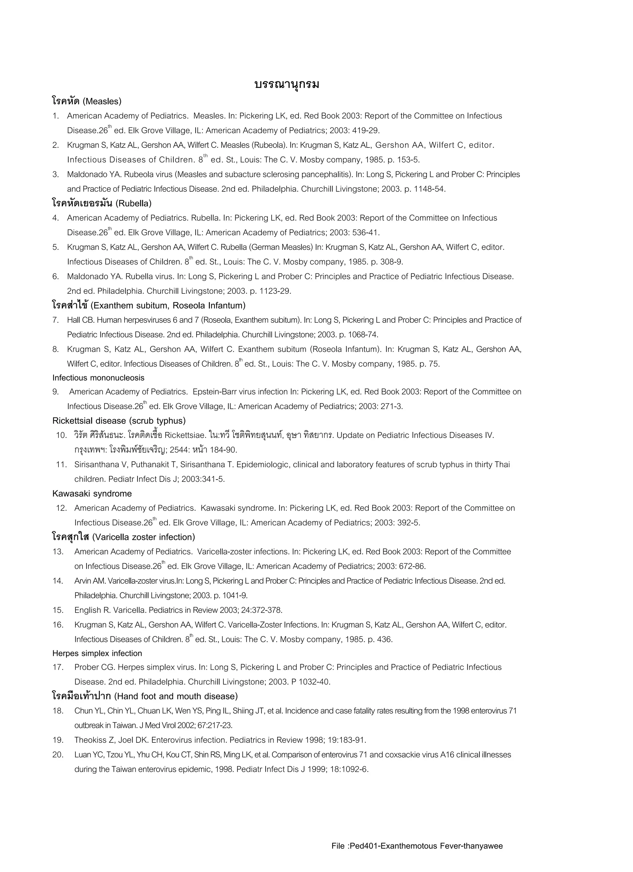 Exanthematous fever in children | PDF