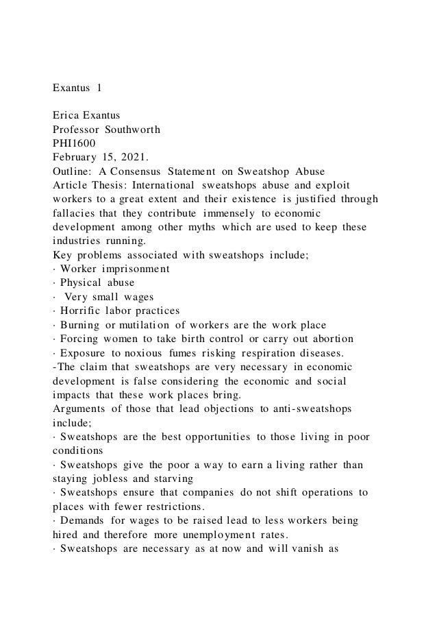 Exantus 1Erica ExantusProfessor SouthworthPHI1600Februar | PDF