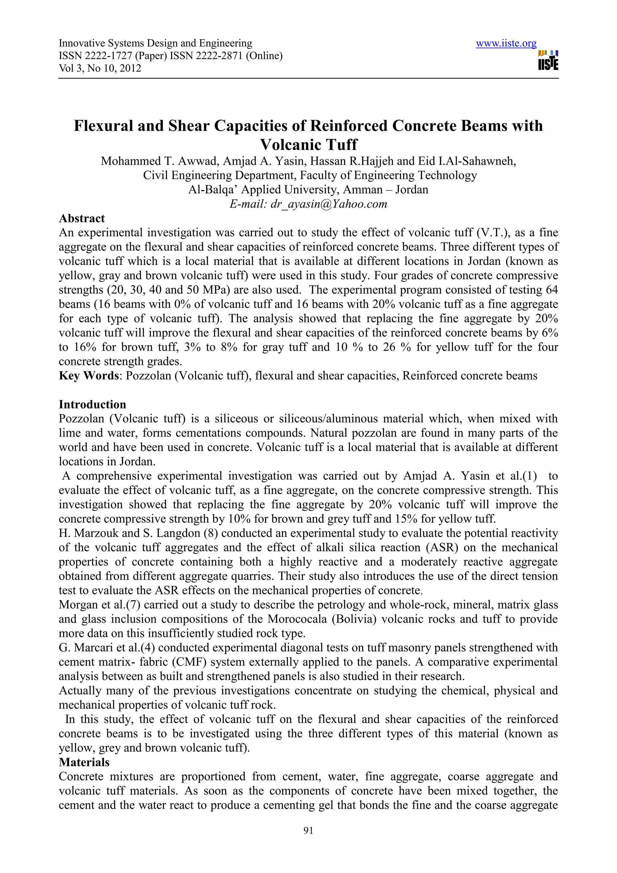 Exaral and shear cap. of conc.beams with volcanic tuff) copy | PDF ...