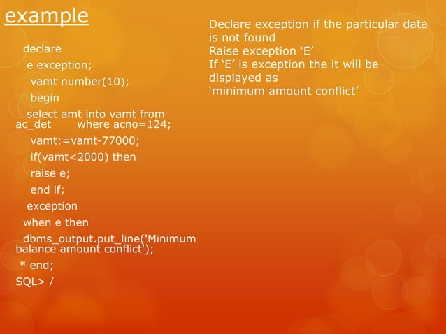 Different Kinds of Exception in DBMS | PPTX