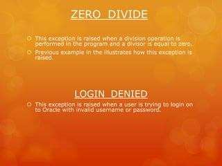 Different Kinds of Exception in DBMS | PPTX