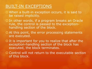 Different Kinds of Exception in DBMS | PPT