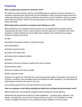 Excavation and trenching | PDF