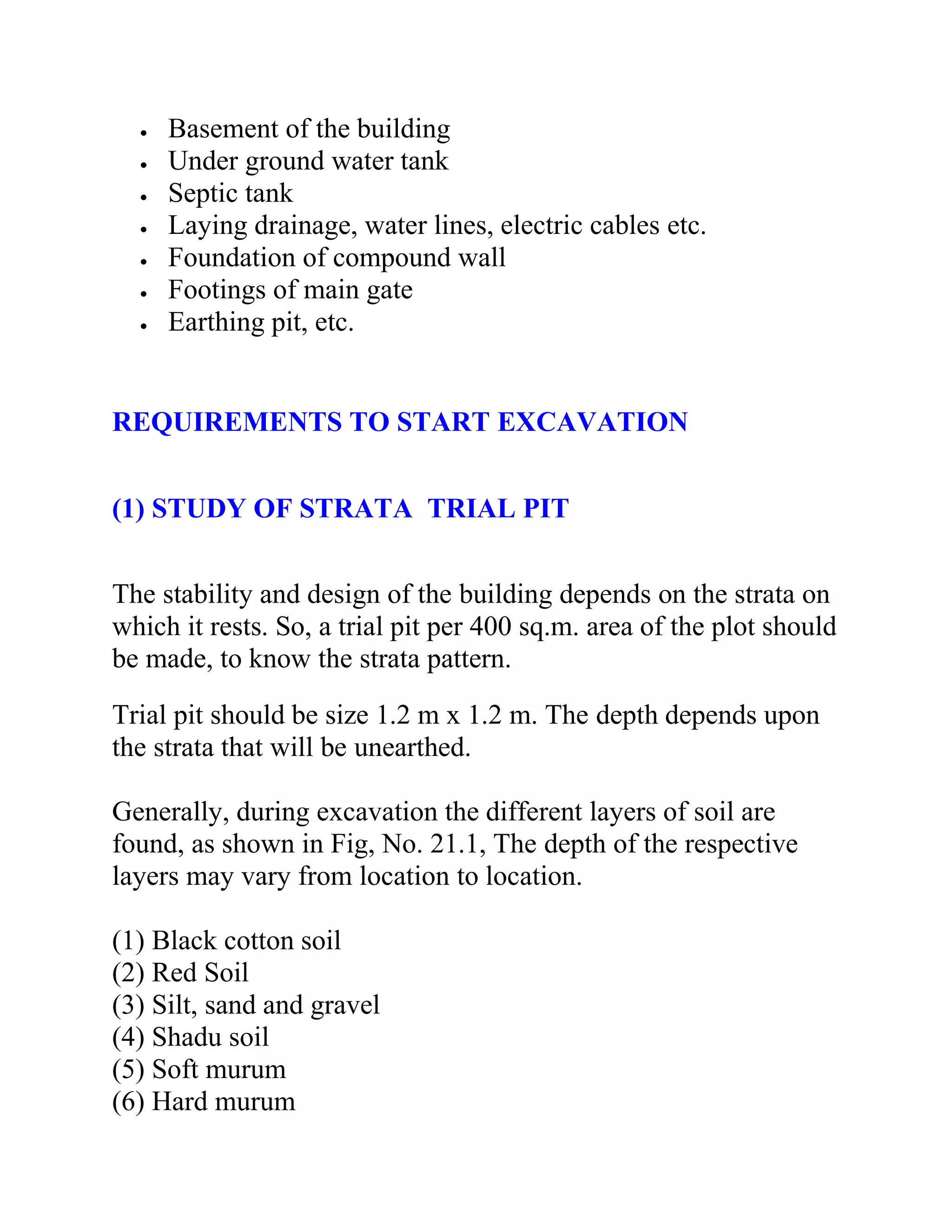 Excavation and foundation work procedure - test, safety, dewatering | PDF