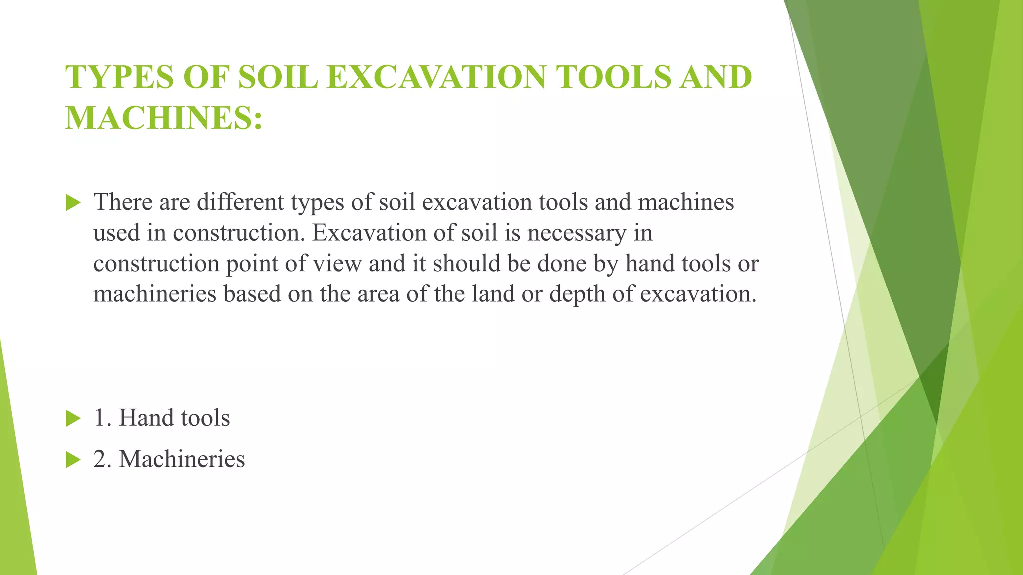 Excavation equipments for earthwork digging | PPTX