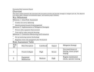 Excavation Risk Assessment Report for us | PDF