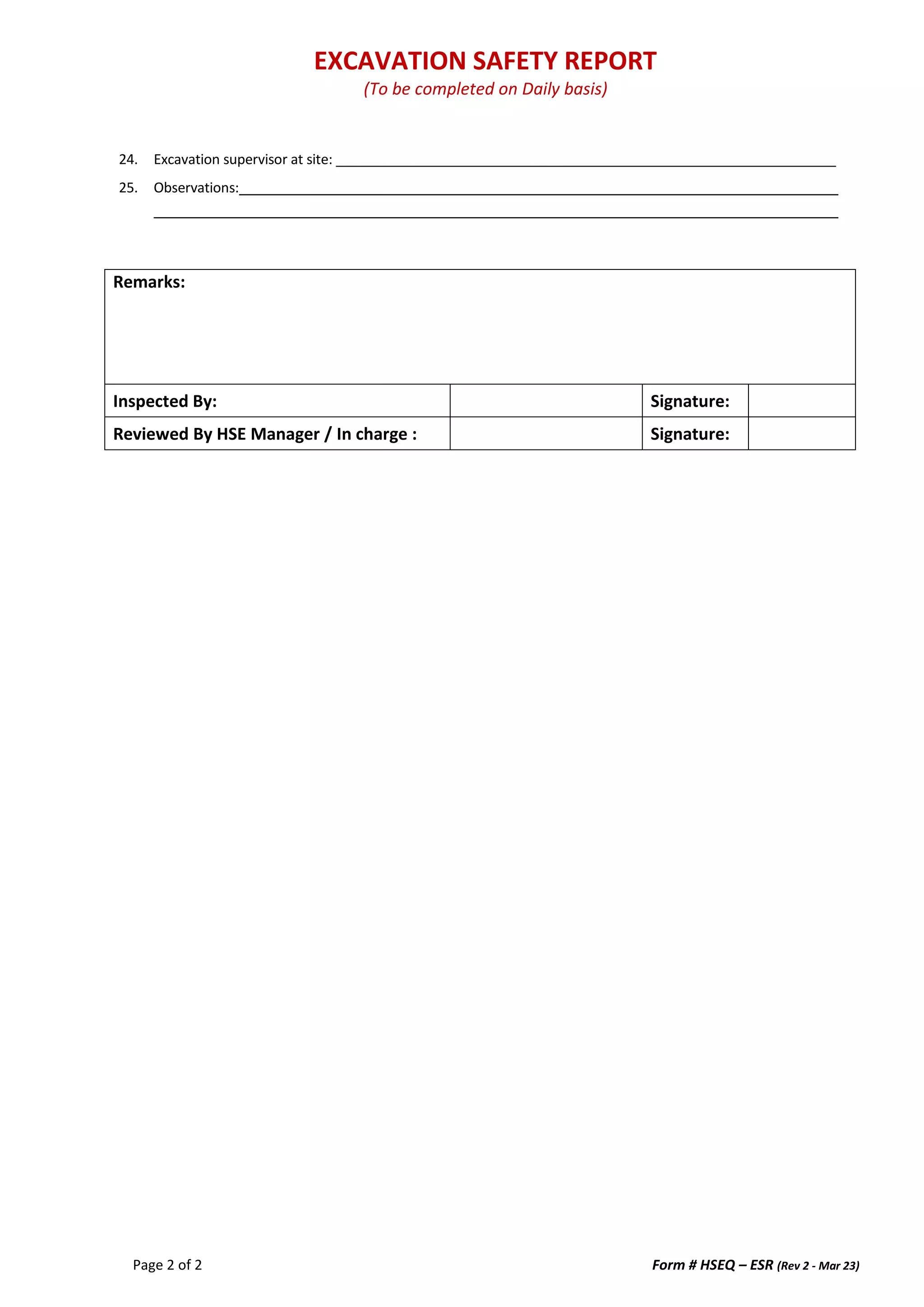 EXCAVATION SAFETY REPORT Form # HSEQ - ESR Rev 2.docx
