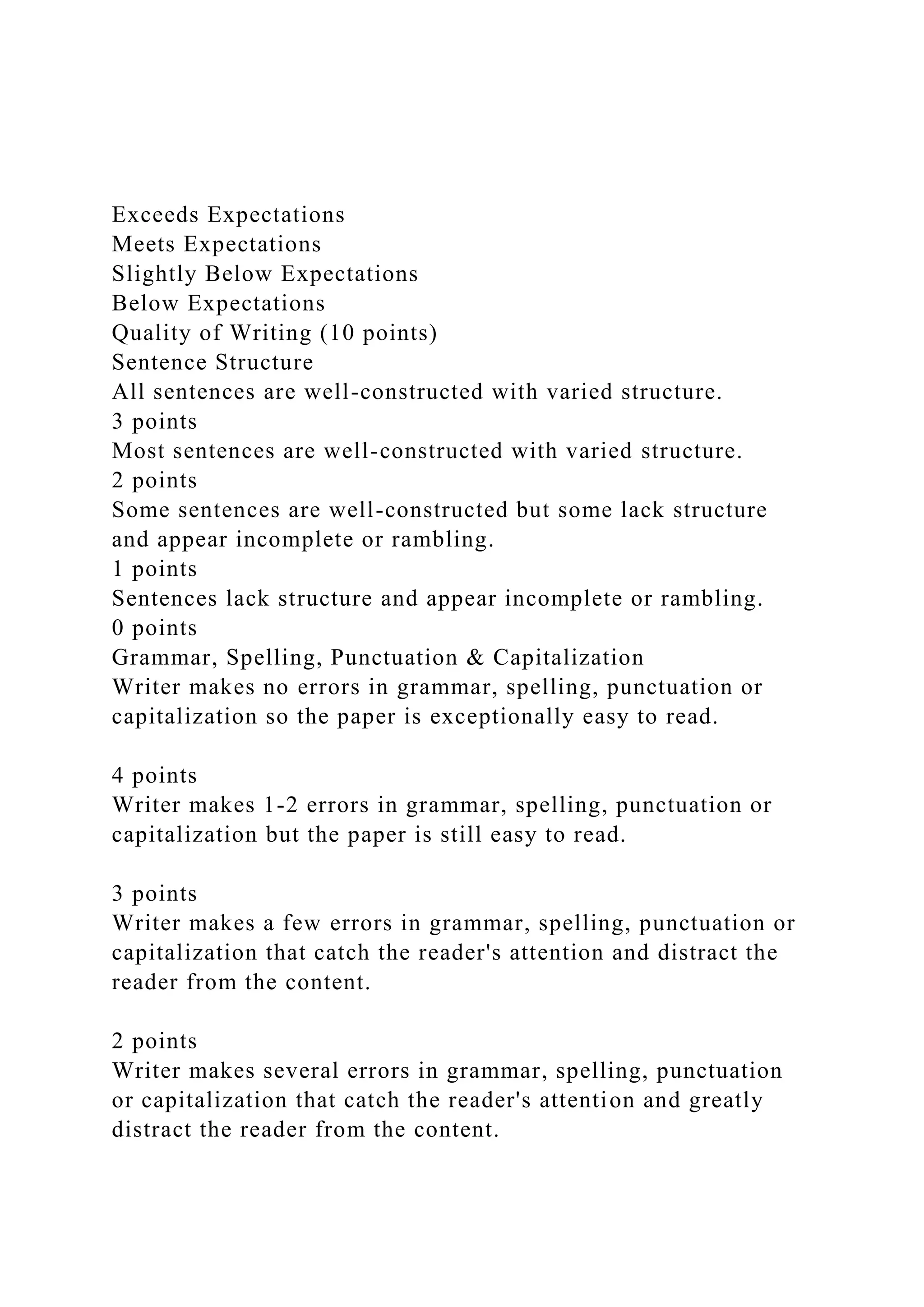 Exceeds ExpectationsMeets ExpectationsSlightly Below Expecta.docx