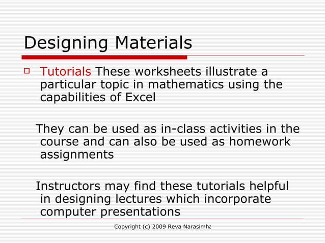 Using Excel in Mathematics | PPT