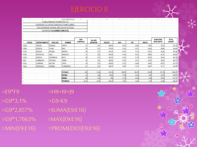 EJERCICIOS DE EXCEL Y SUS FORMULAS | PPT