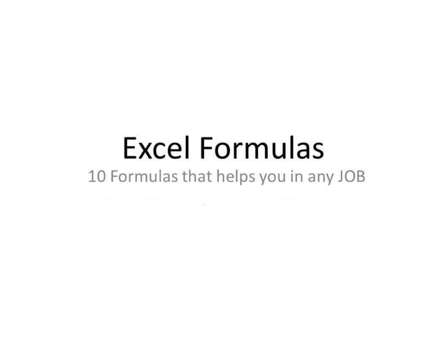 MSExcel useful formulas tutorial | PDF