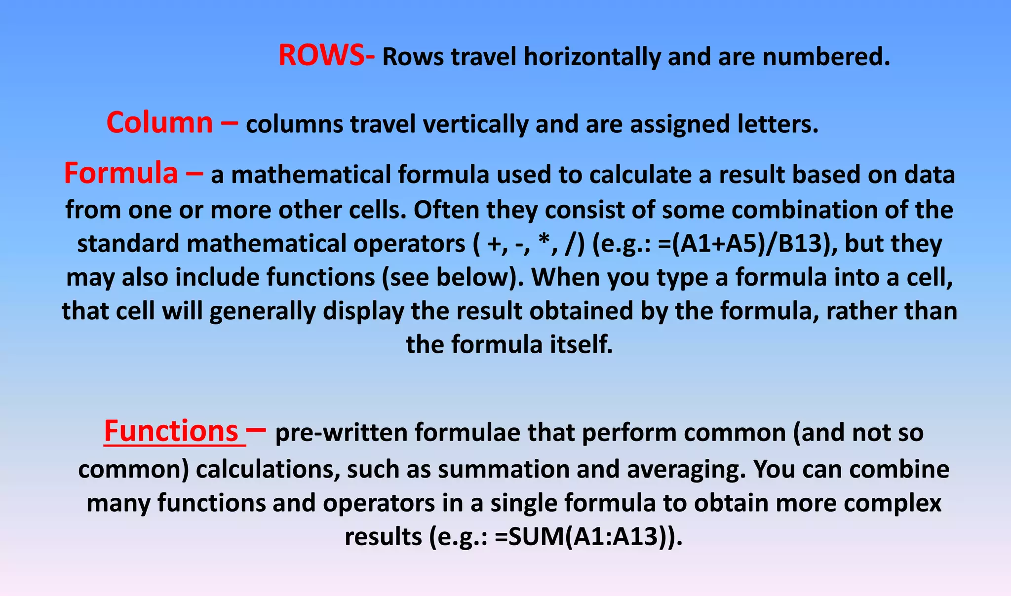 PPT On Microsoft Excel 2007 Full Information. | PPTX