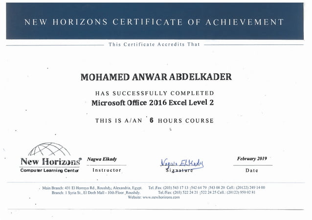 Excel Certificate | PPT