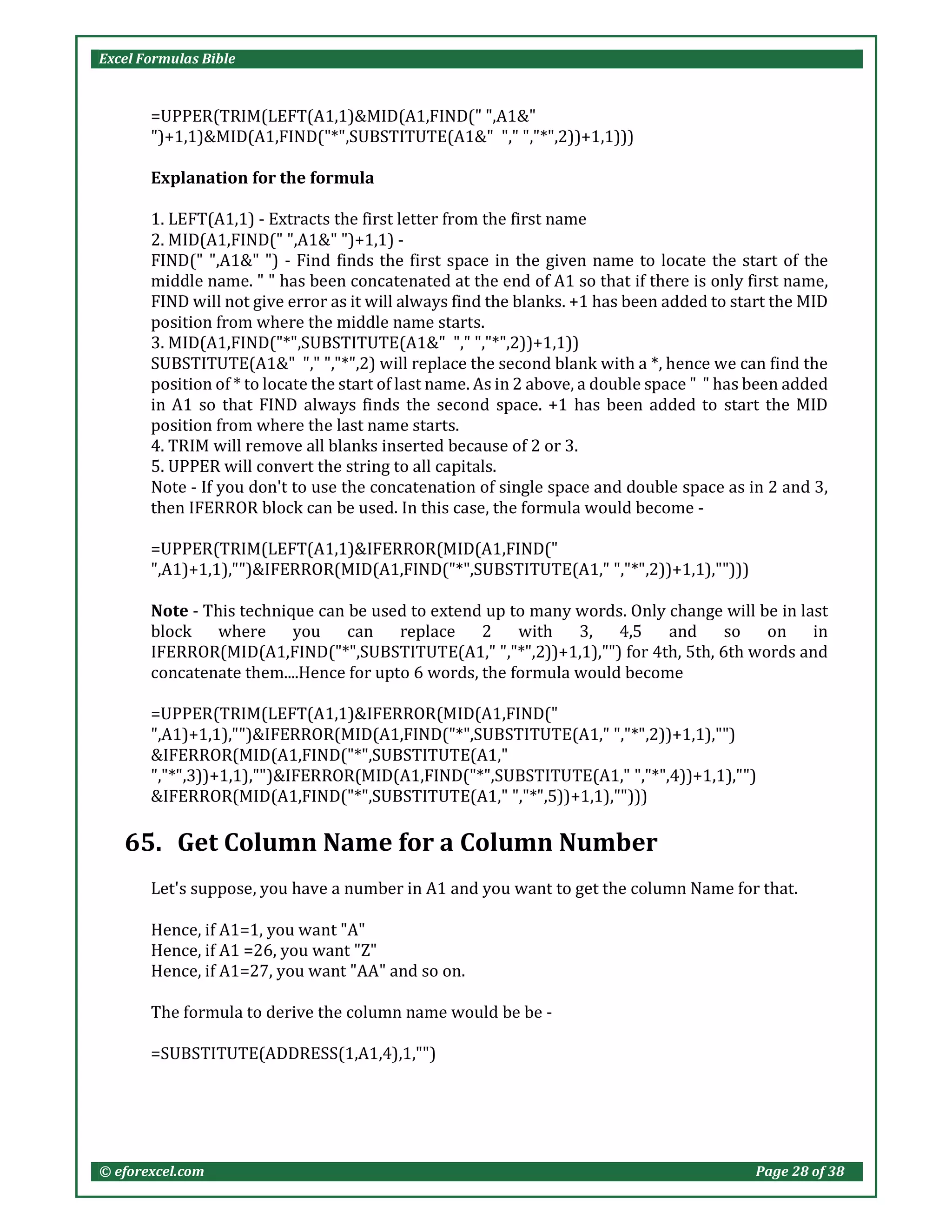 Excel - Formula Bible | PDF
