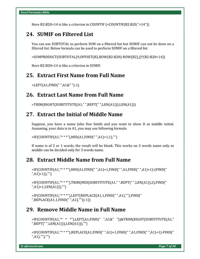 Excel - Formula Bible | PDF