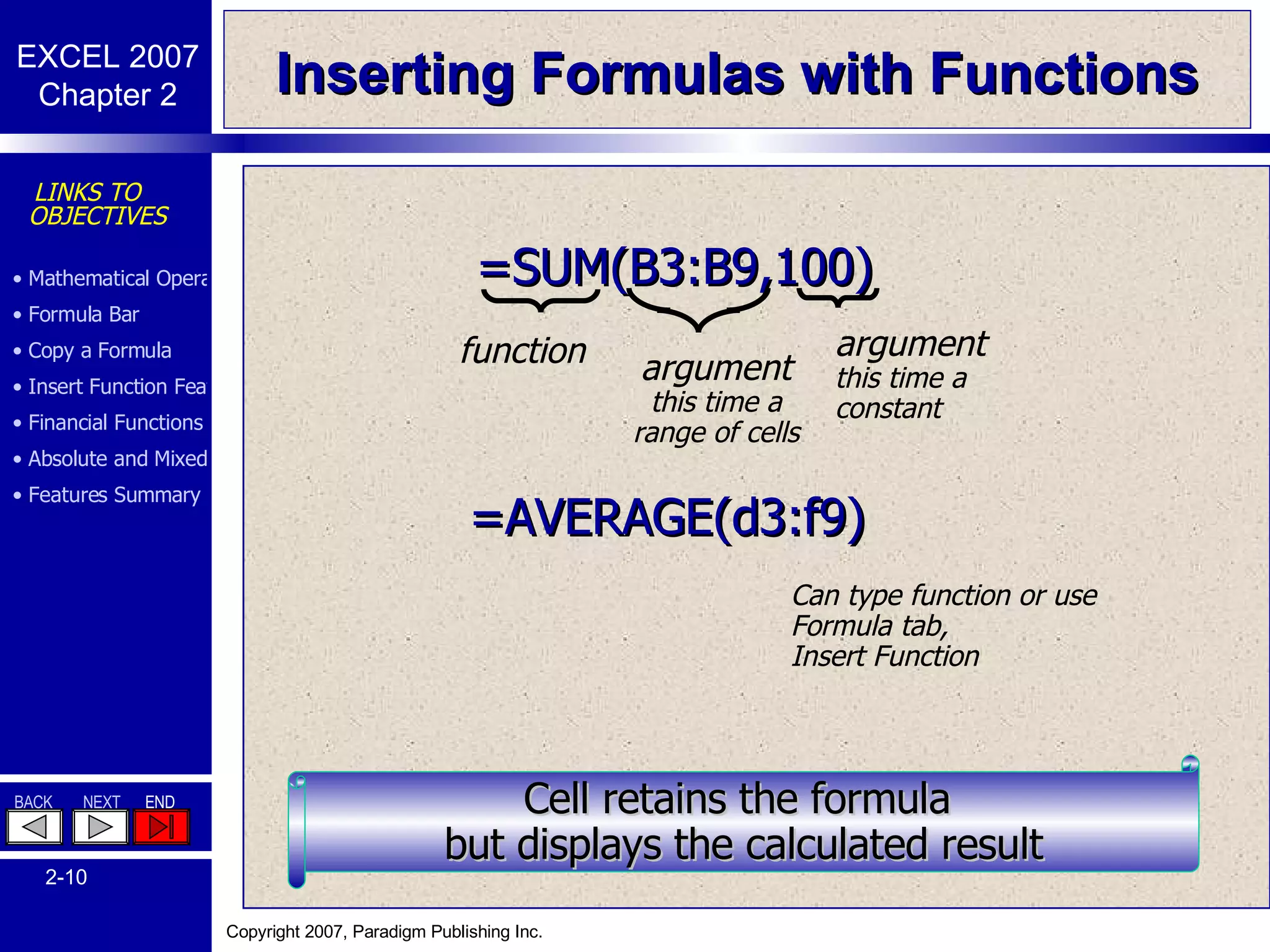 Excel Chapter 2 - Inserting Formulas in a Worksheet | PPT