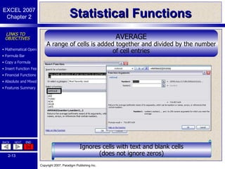 Excel Chapter 2 - Inserting Formulas in a Worksheet | PPT